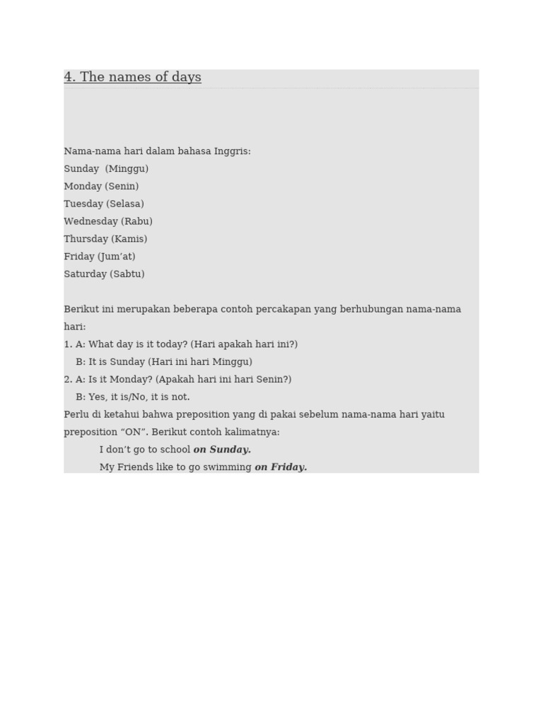 04. The name of day | PDF