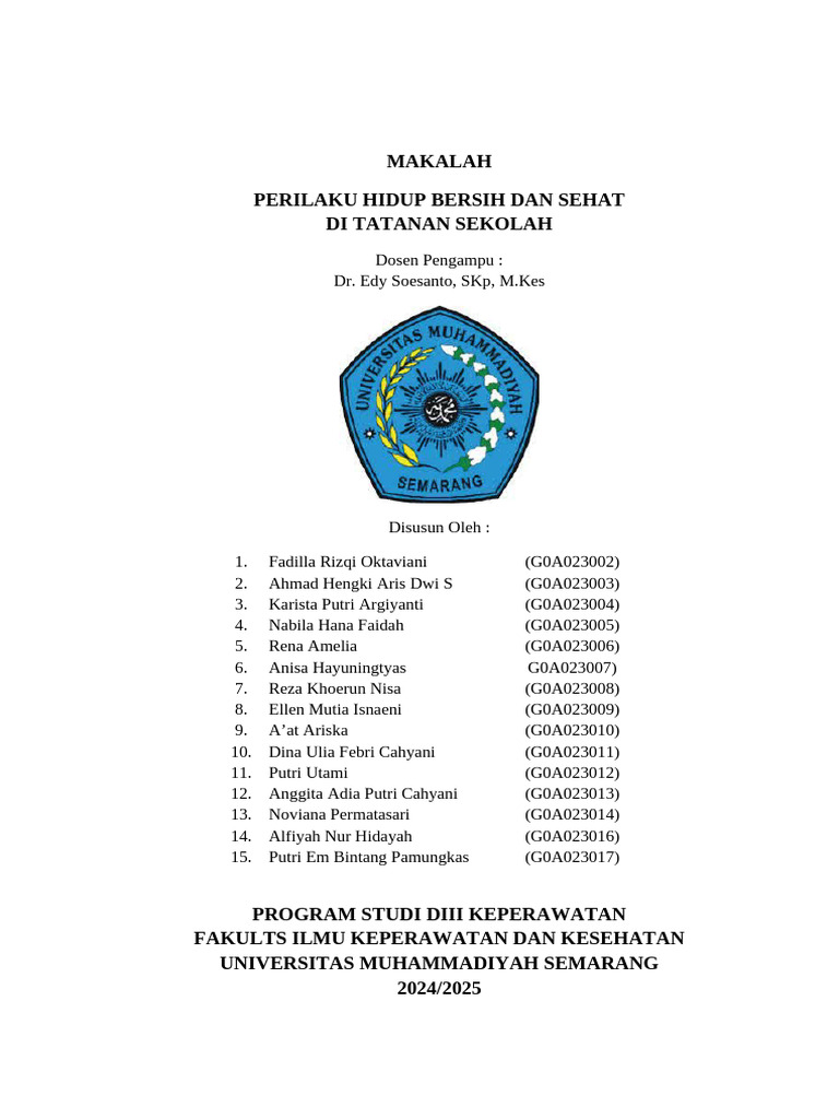PHBS Di Tatanan Sekolah Kelompok 1-1 | PDF