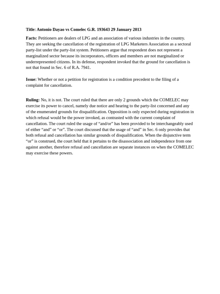 LPG Party-List Cancellation Ruling | PDF