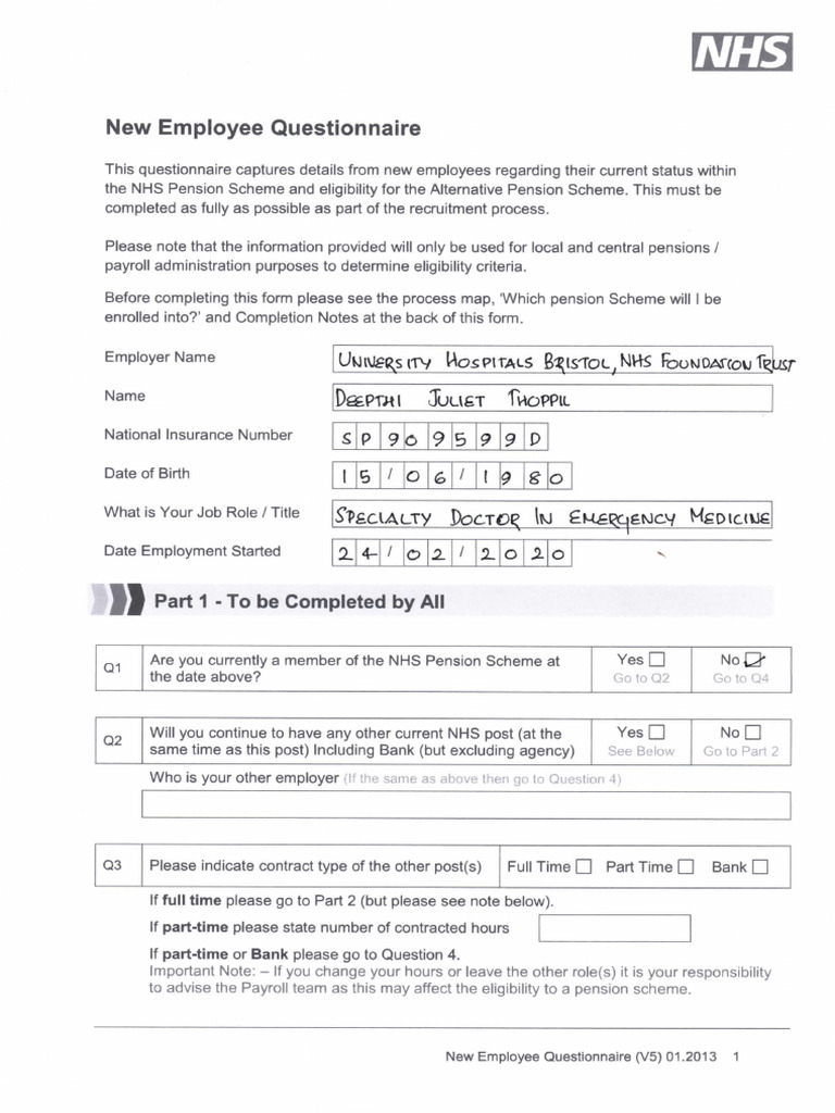 New Employee Questionnaire | PDF