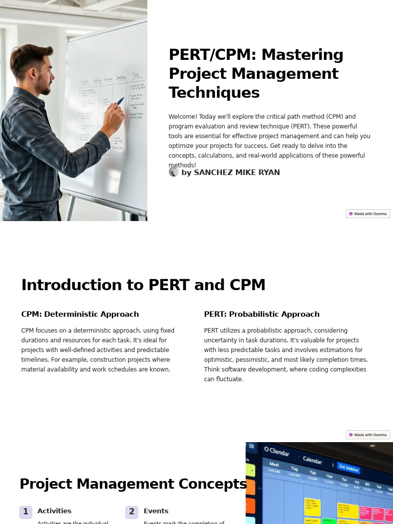 PERTCPM Mastering Project Management Techniques | PDF | Project Management | Applied Mathematics