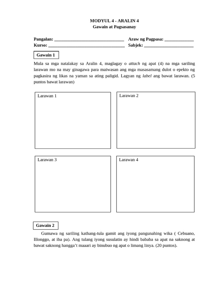 Modyul 4 Gawain at Pagsasanay 4 | PDF