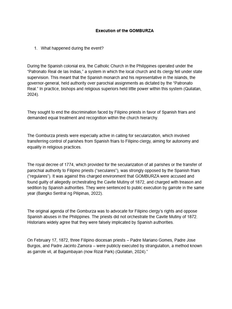 Execution of The GOMBURZA 1 | PDF | Philippines