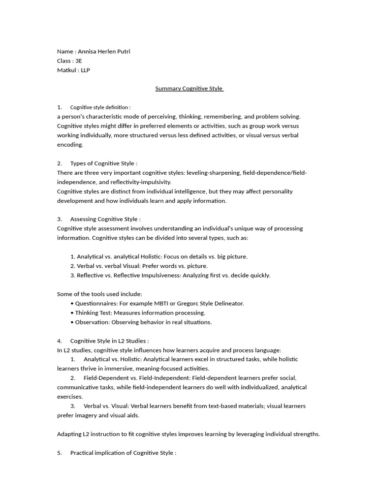 Summary Kel 6 | PDF | Learning | Cognition