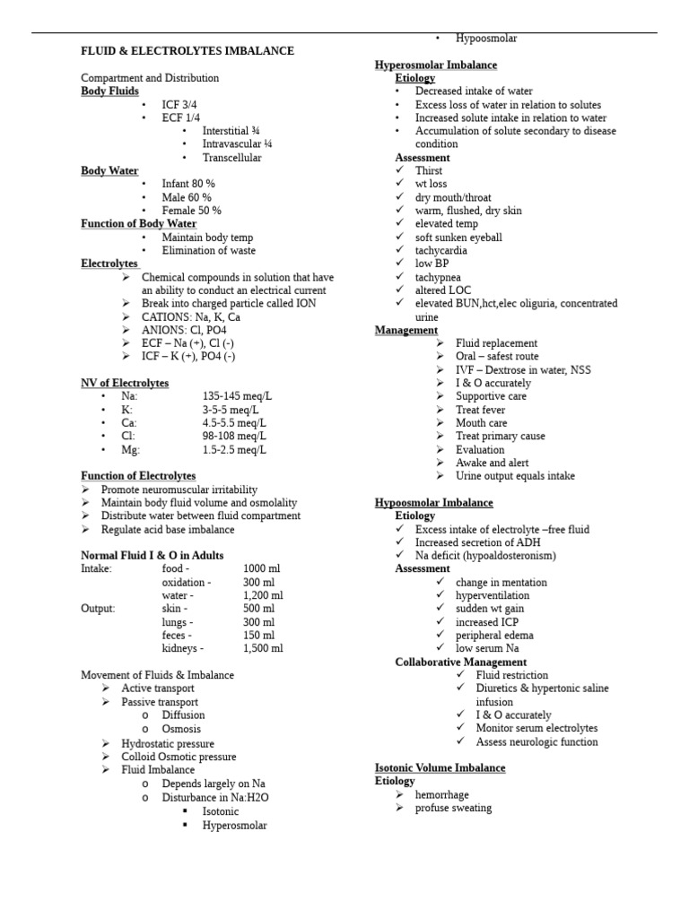 FLUID and Electrolyte Edited | PDF | Dehydration | Electrolyte