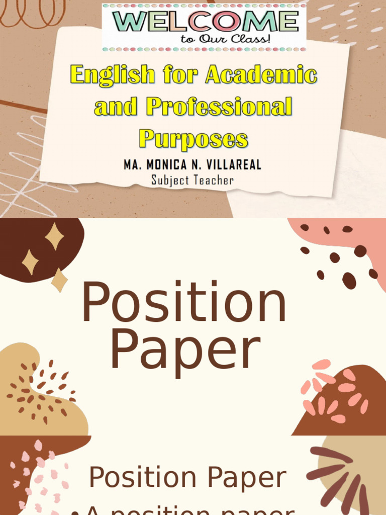 EAPP - Lesson 11 - Writing A Position Paper - Asynchronous Activity 8 | PDF | Argument | Evidence