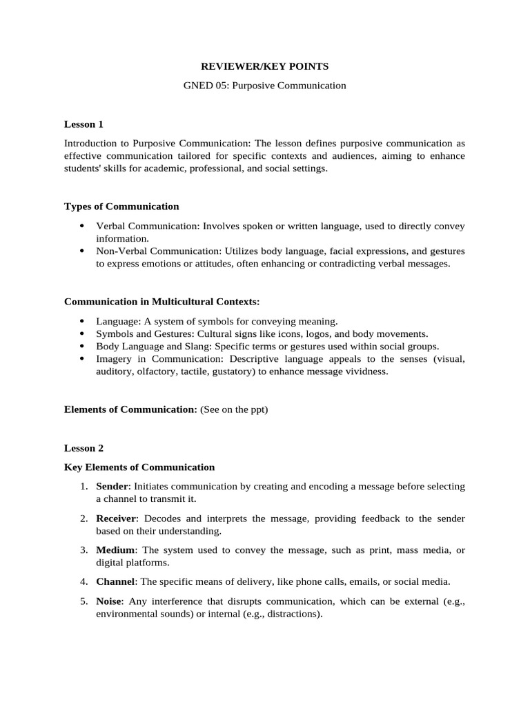 Reviewer Key Points | PDF | Communication | Cognition