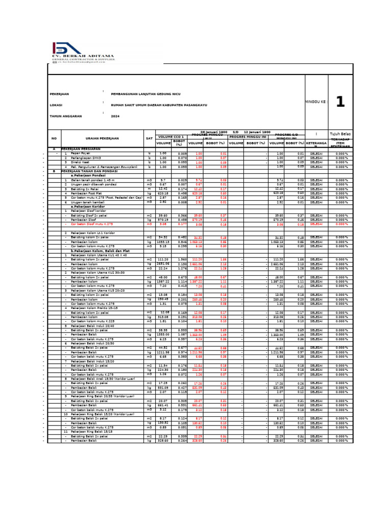 Laporan Nicu 2024-1 Volume Cco Bulan November Versi Konsultan | PDF