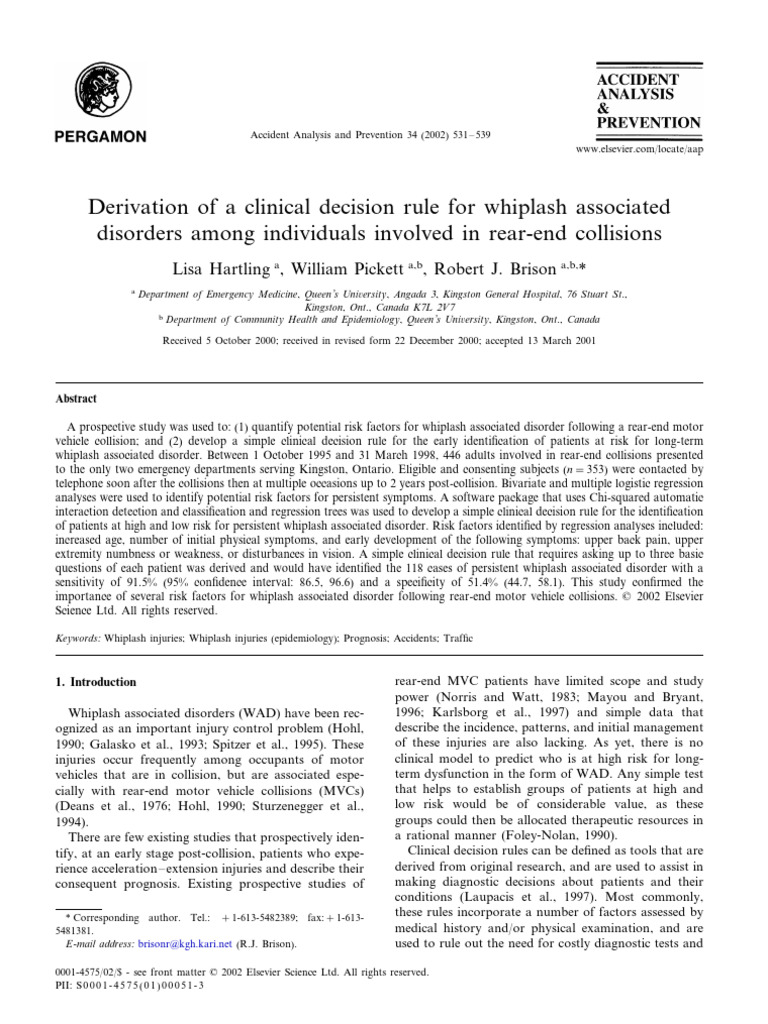 Derivation of A Clinical Decision | PDF | Risk | Sensitivity And Specificity