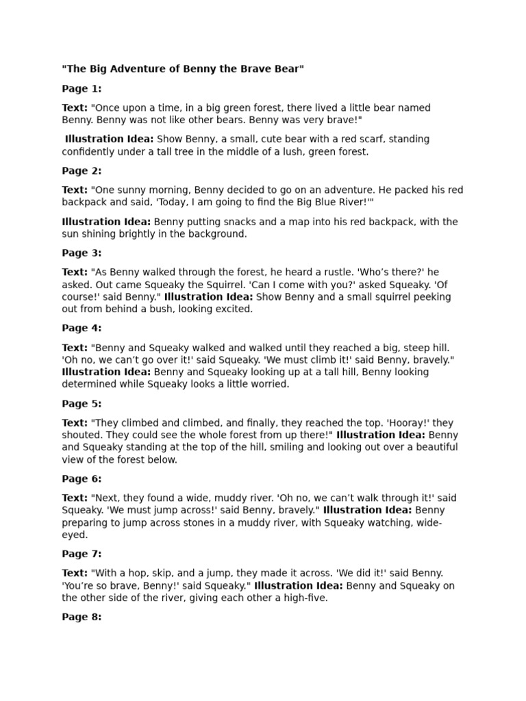 The Big Adventure of Benny The Brave Bear | PDF