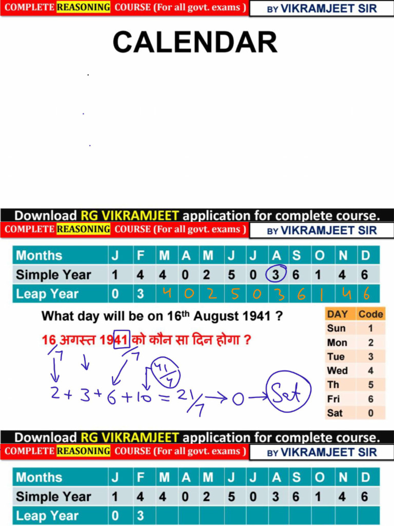 Calendar Class Notes Part 1 | PDF