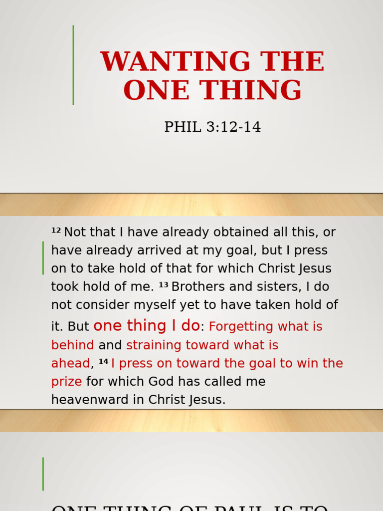 Wanting The One Thing | PDF | Paul The Apostle | Jesus