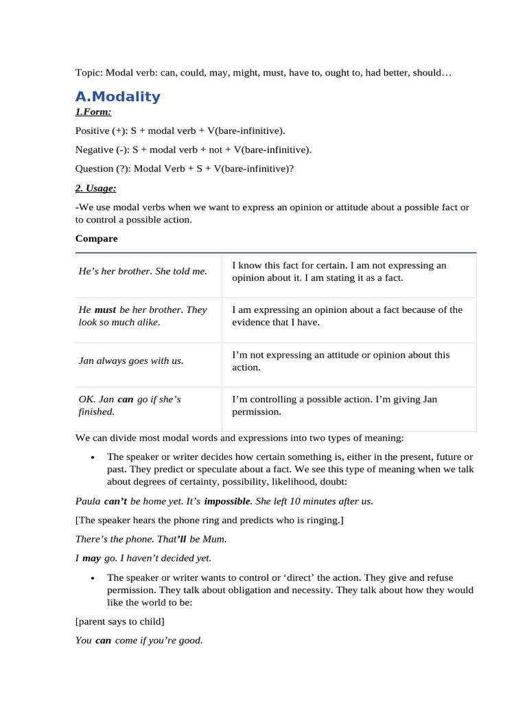 Modal verb | PDF | Linguistics | Grammar