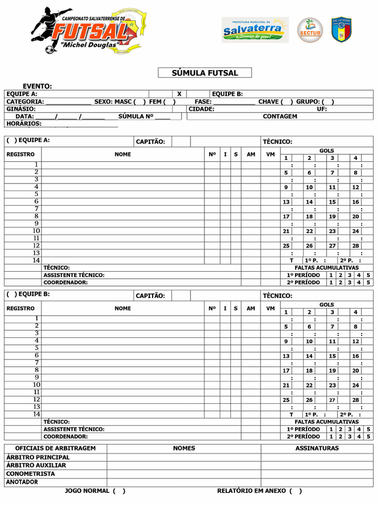 Sumula de Futsal | PDF
