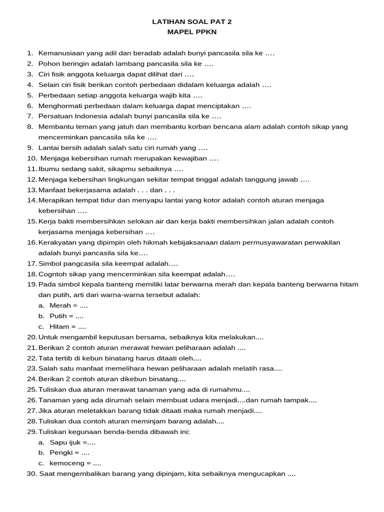 Latihan Soal Pat 2 PPKN | PDF