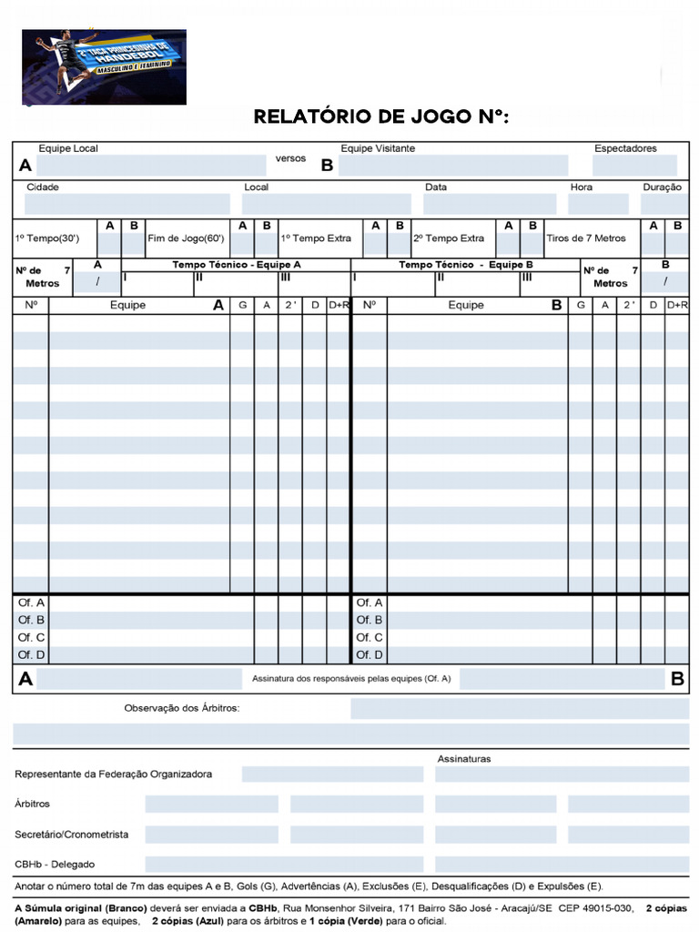 Sumula de Handebol | PDF