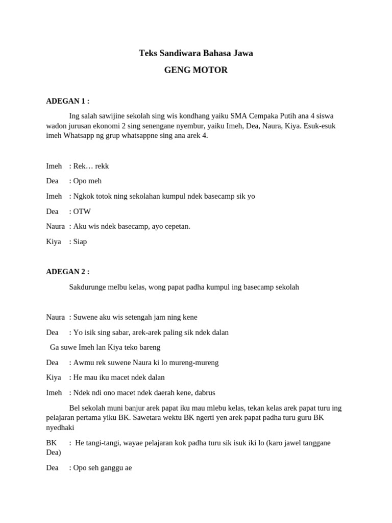 Teks Sandiwara Bahasa Jawa | PDF
