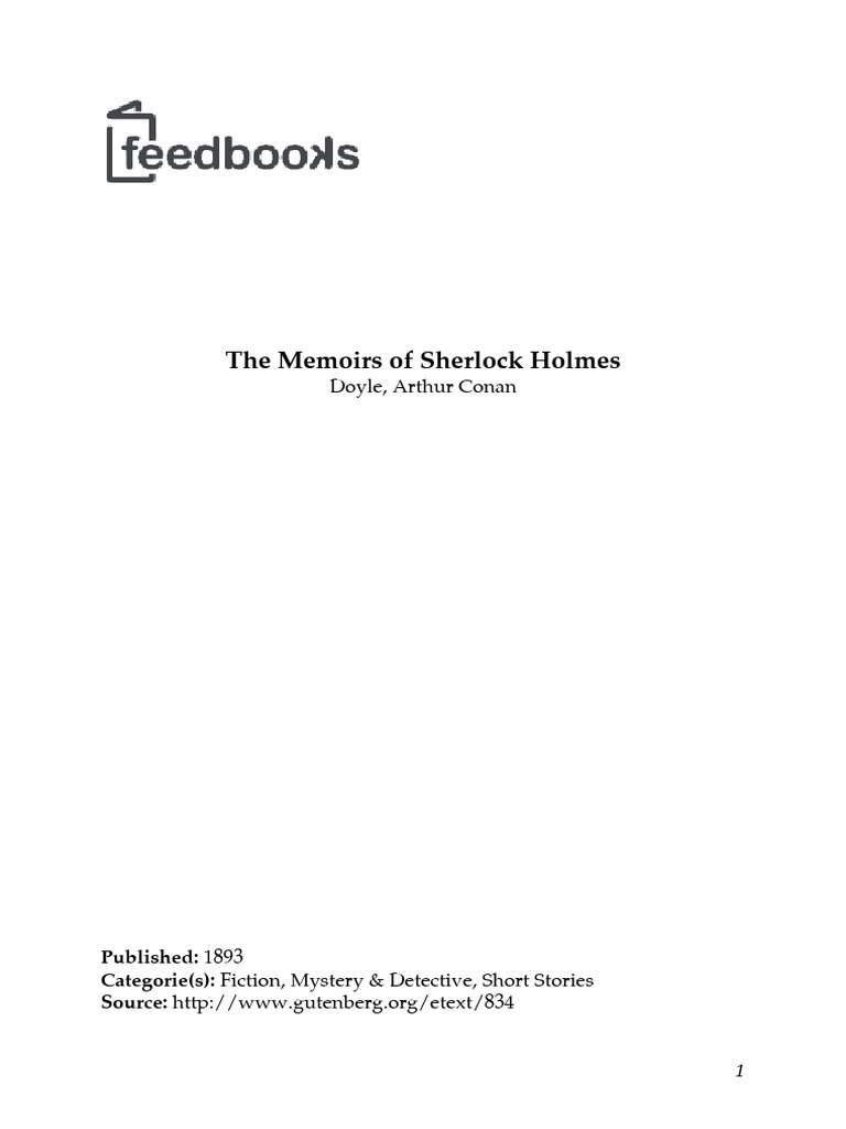 The Memoirs of Sherlock Holmes | PDF | Arthur Conan Doyle | Sherlock Holmes