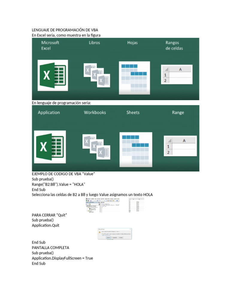 LENGUAJE DE PROGRAMACIÓN DE VBA | PDF