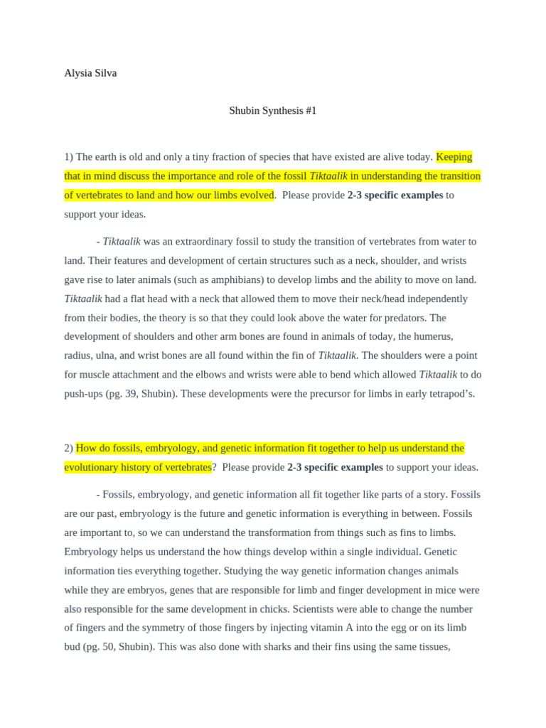 Shubin Reading Synthesis | PDF | Tooth Shubin Reading Synthesis | PDF | Tooth