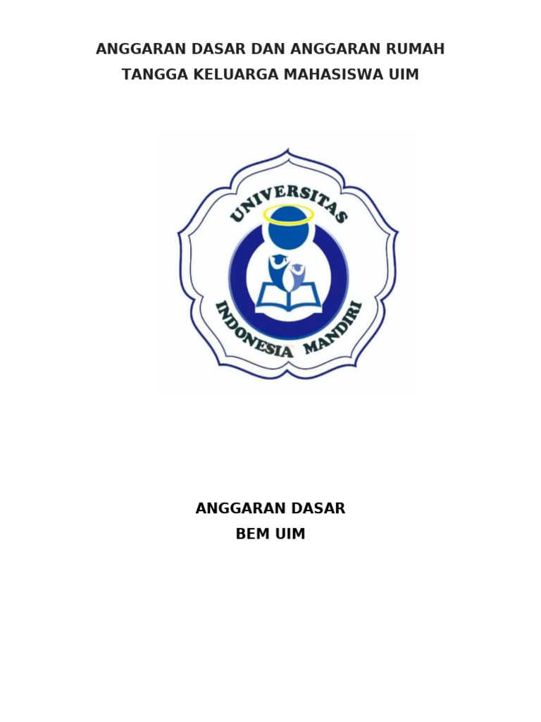 AD/ART Keluarga Mahasiswa UIM | PDF