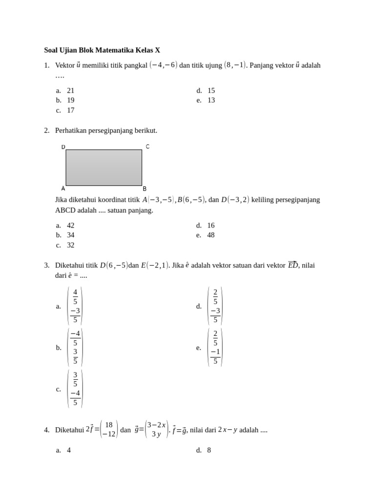Soal Ujian Blok Matematika Kelas X | PDF