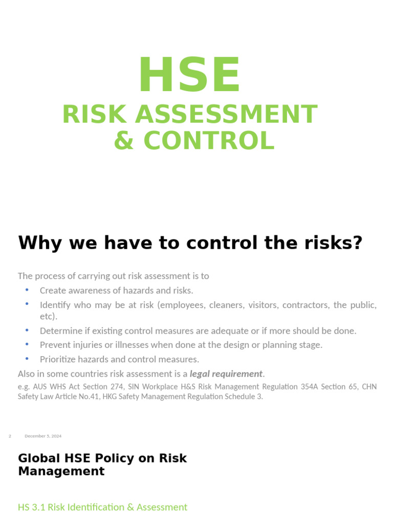 Hse Risk Assessment Control | PDF | Risk | Hazards