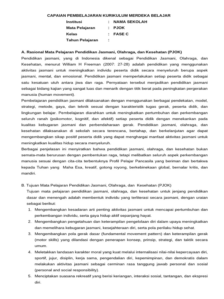 CP PJOK FASE C | PDF