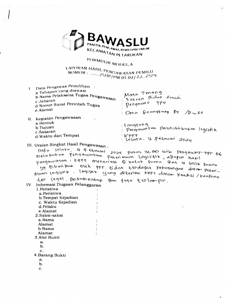 Contoh Penulisan Form A | PDF