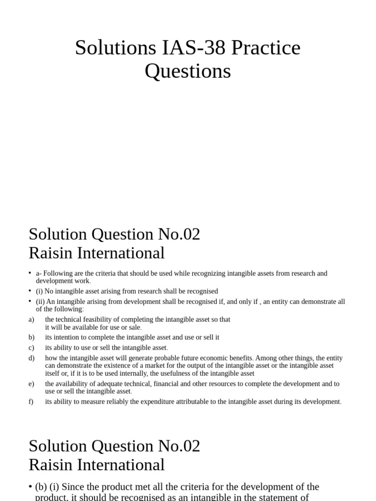 Solutions IAS 38 Practice Questions 10102024 020006pm | PDF | Intangible Asset | Expense