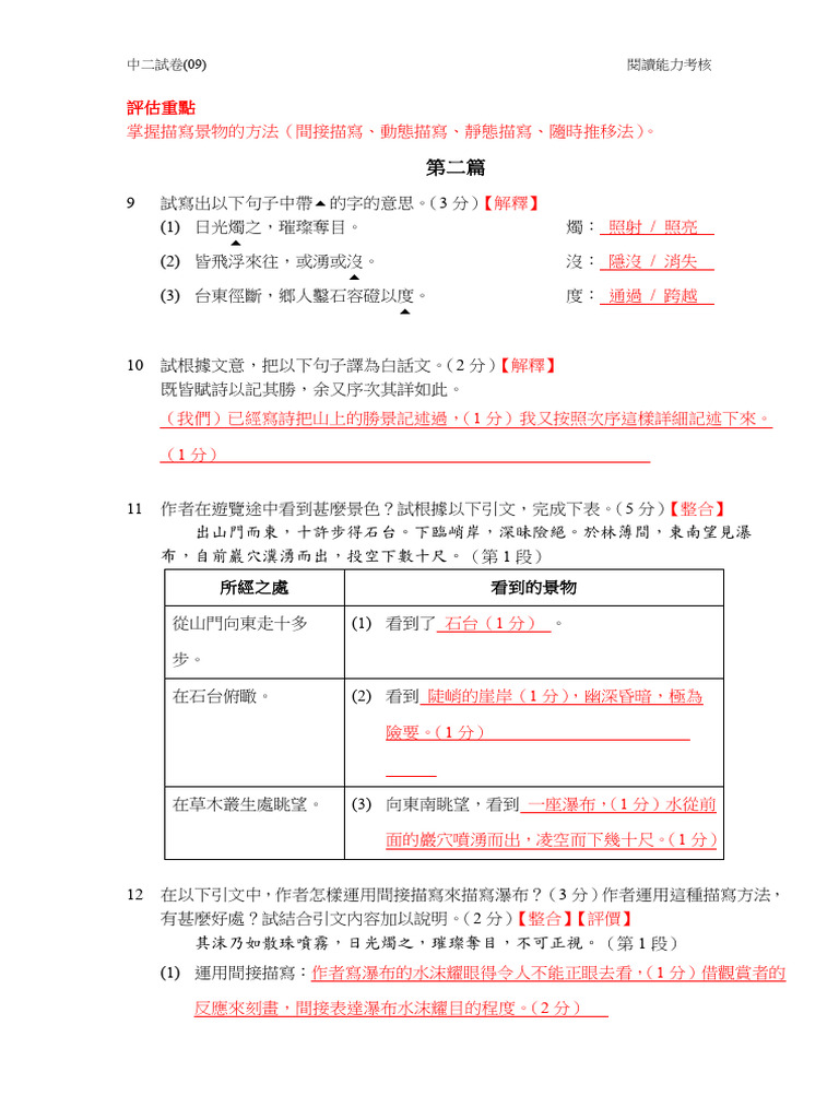 ST F2 R09 朱熹《百丈山記》（節錄）寫景 | PDF
