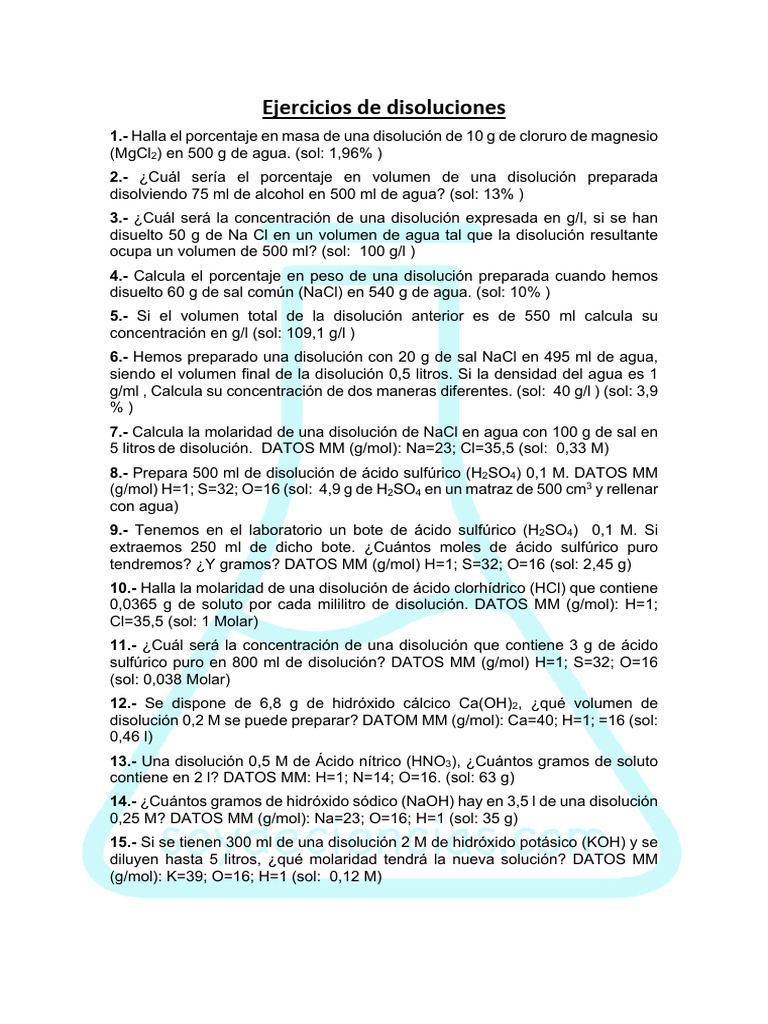 Ejercicios Disoluciones | PDF