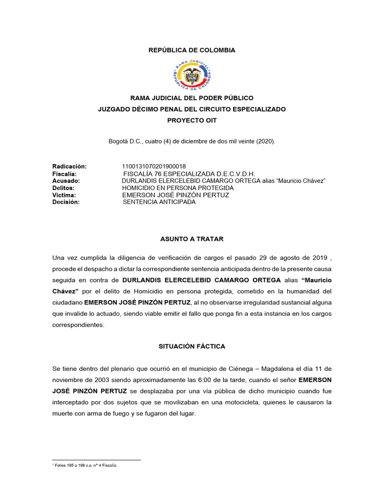 Sentencia Rad. 2019 00018 Ley 600 | PDF | Ley humanitaria internacional ...