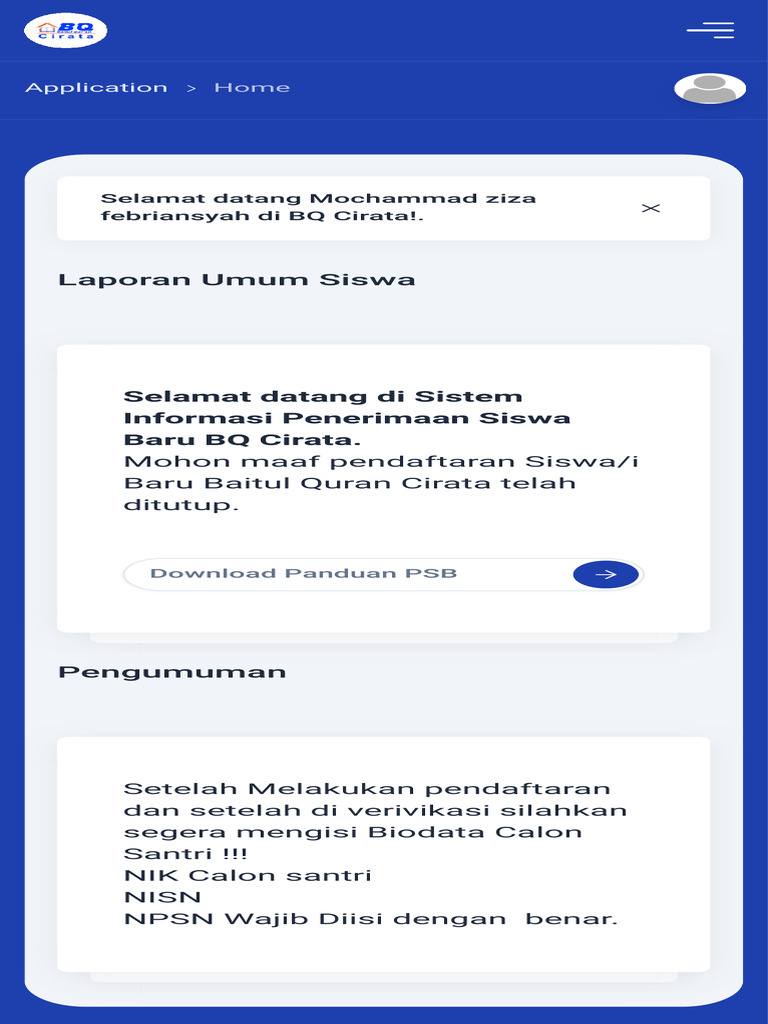 Pendaftaran Siswa Baru BQ Cirata Ditutup | PDF