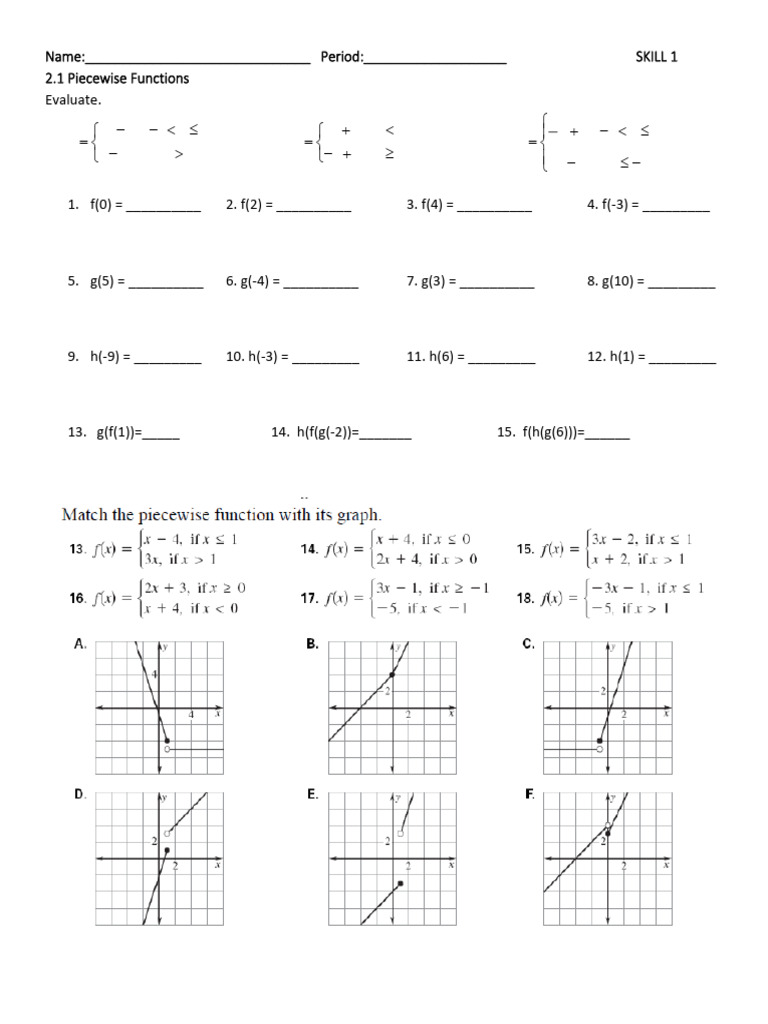 2 1+Piecewise+Functions+WS | PDF | Mathematical Analysis | Mathematical ...