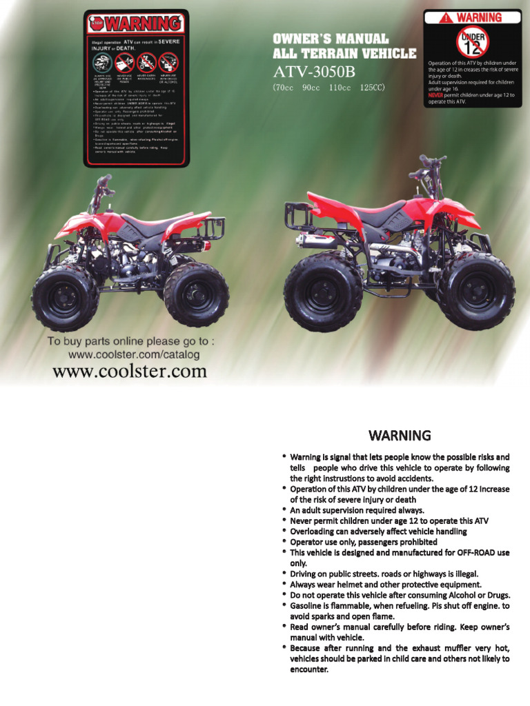 ATV 3050B Manual | PDF | Brake | Throttle