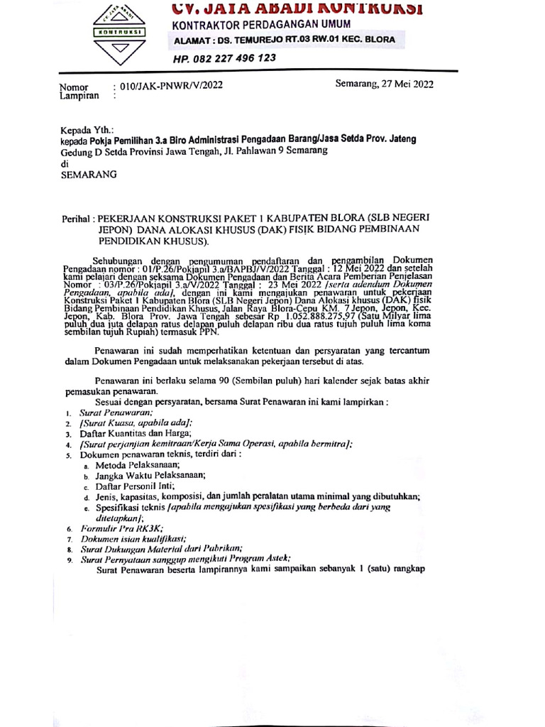 Jaya Abadi Konstruksi | PDF