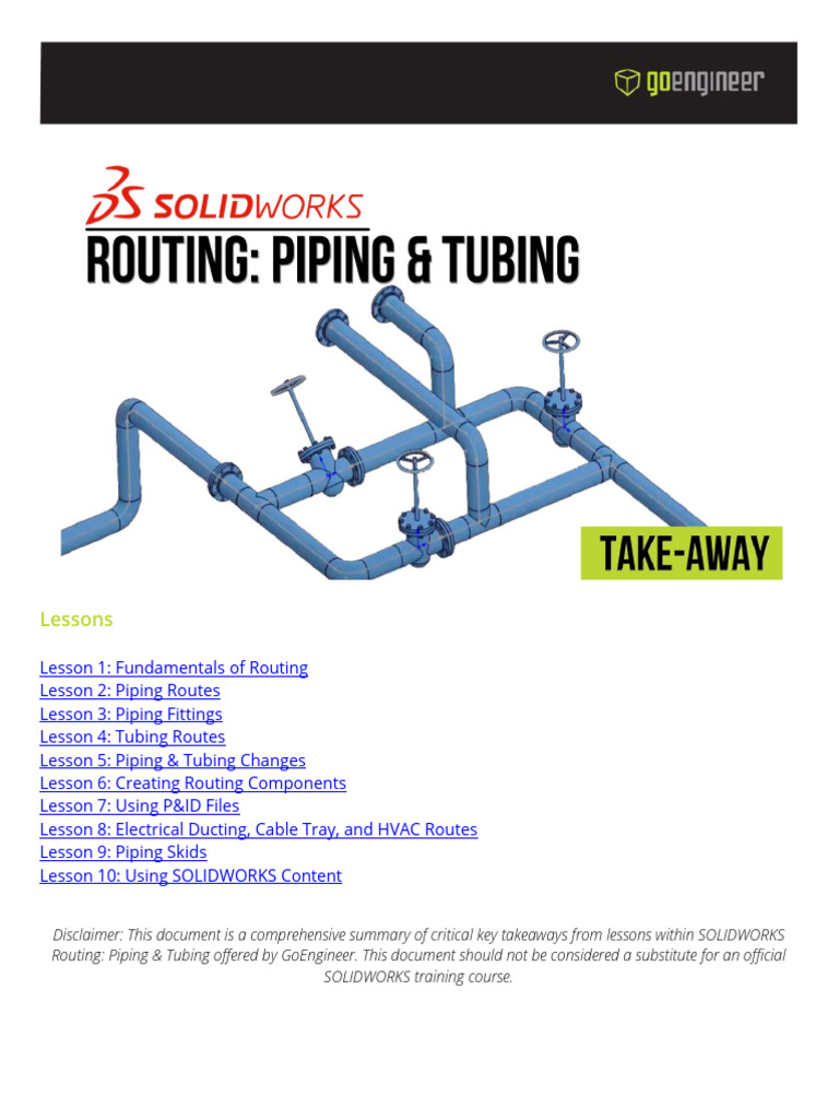 SOLIDWORKS Routing: Piping & Tubing Guide | PDF | Pipe (Fluid ...
