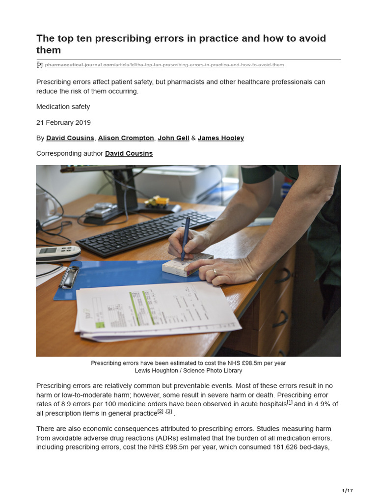 The Top Ten Prescribing Errors in Practice and How To Avoid Them | PDF ...