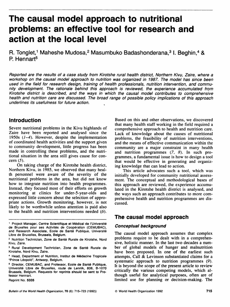 The Causal Model Approach To Nutritional Problems An Effective Tool For ...