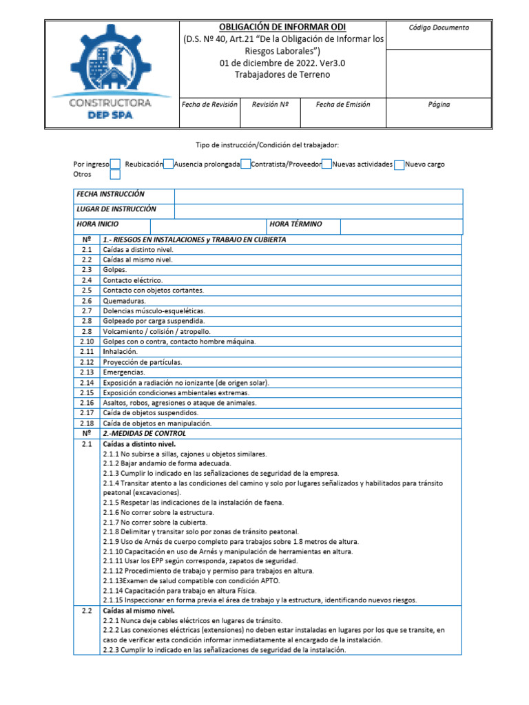Obligación de Informar Los Riesgos (ODI) | PDF
