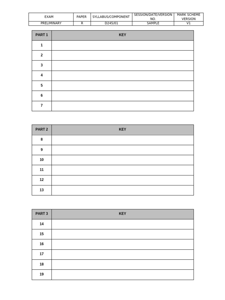 Listening Answer Sheet | PDF