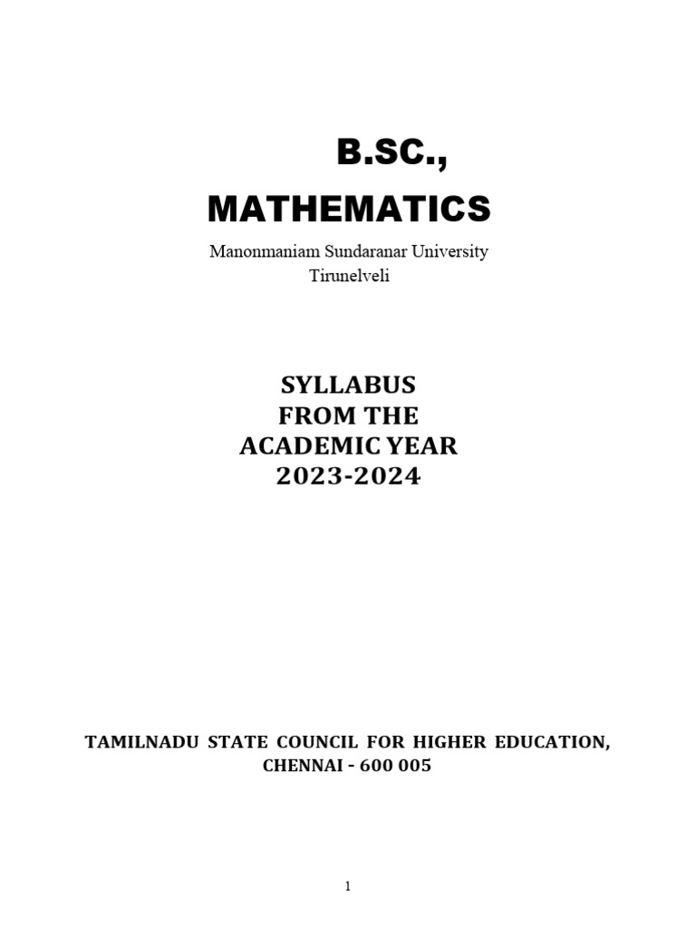 B.Sc. Mathematics I & II Sem. - (2023-24 Batch) - UG - Affiliated ...