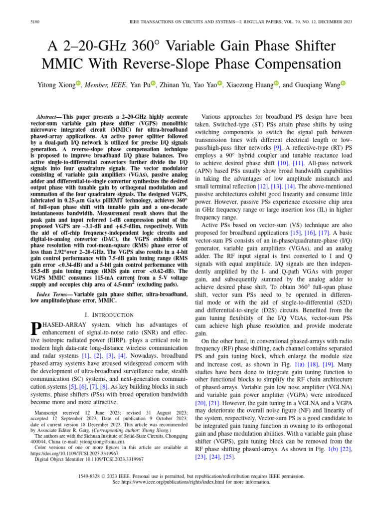 A 220-GHz 360 Variable Gain Phase Shifter MMIC With Reverse-Slope Phase ...