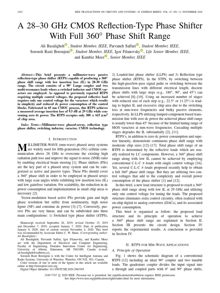 A 2830 GHZ CMOS Reflection-Type Phase Shifter With Full 360 Phase Shift ...