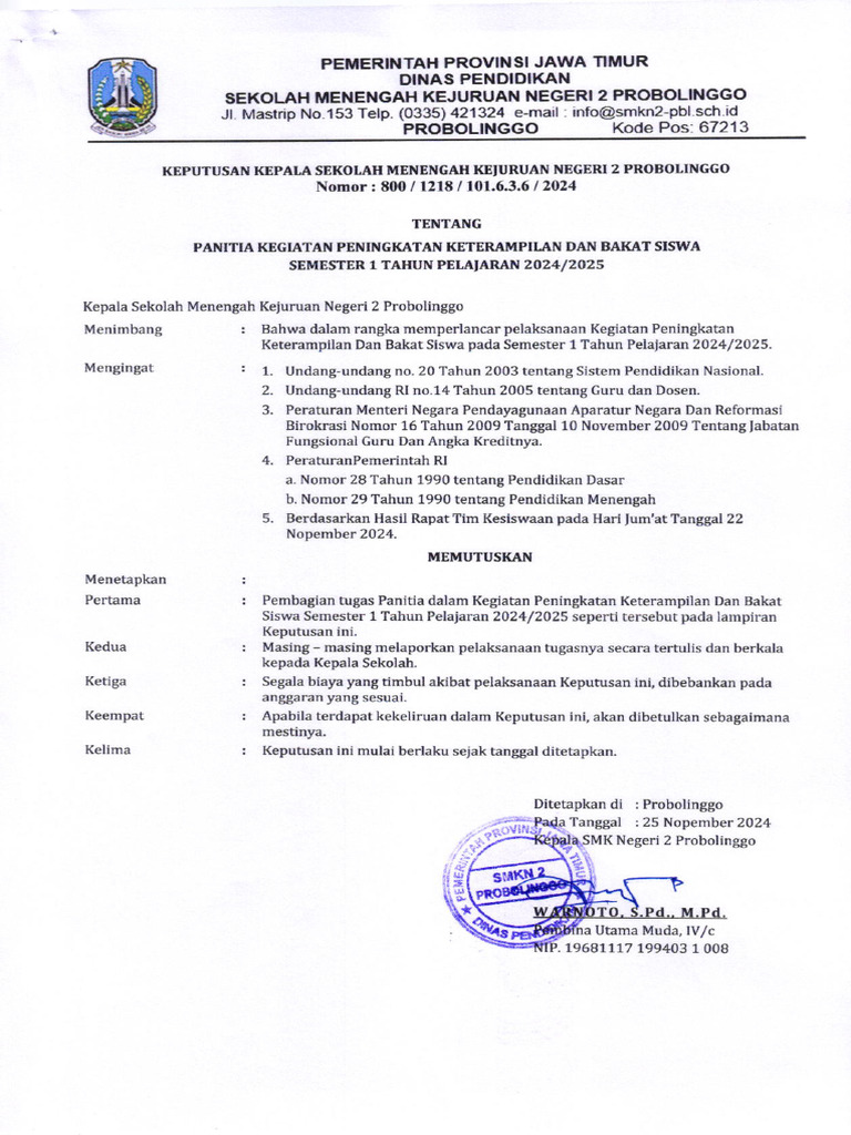 SK-PANITIA CLASS MEETING SEM.1 TAPEL. 2024-2025 | PDF