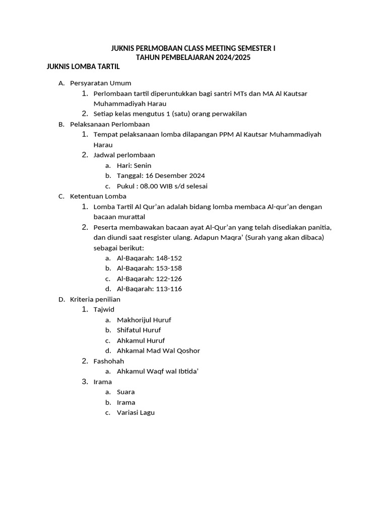 JUKNIS LOMBA CLASS MEETING | PDF