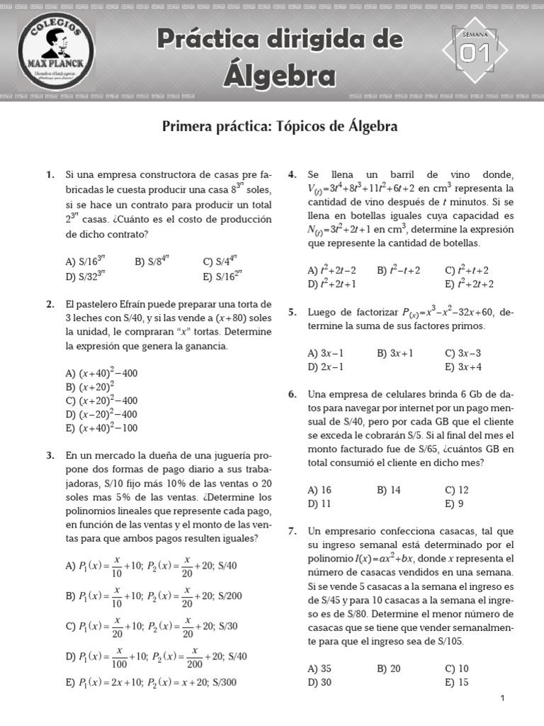 Algebra Final | PDF | Alimentos