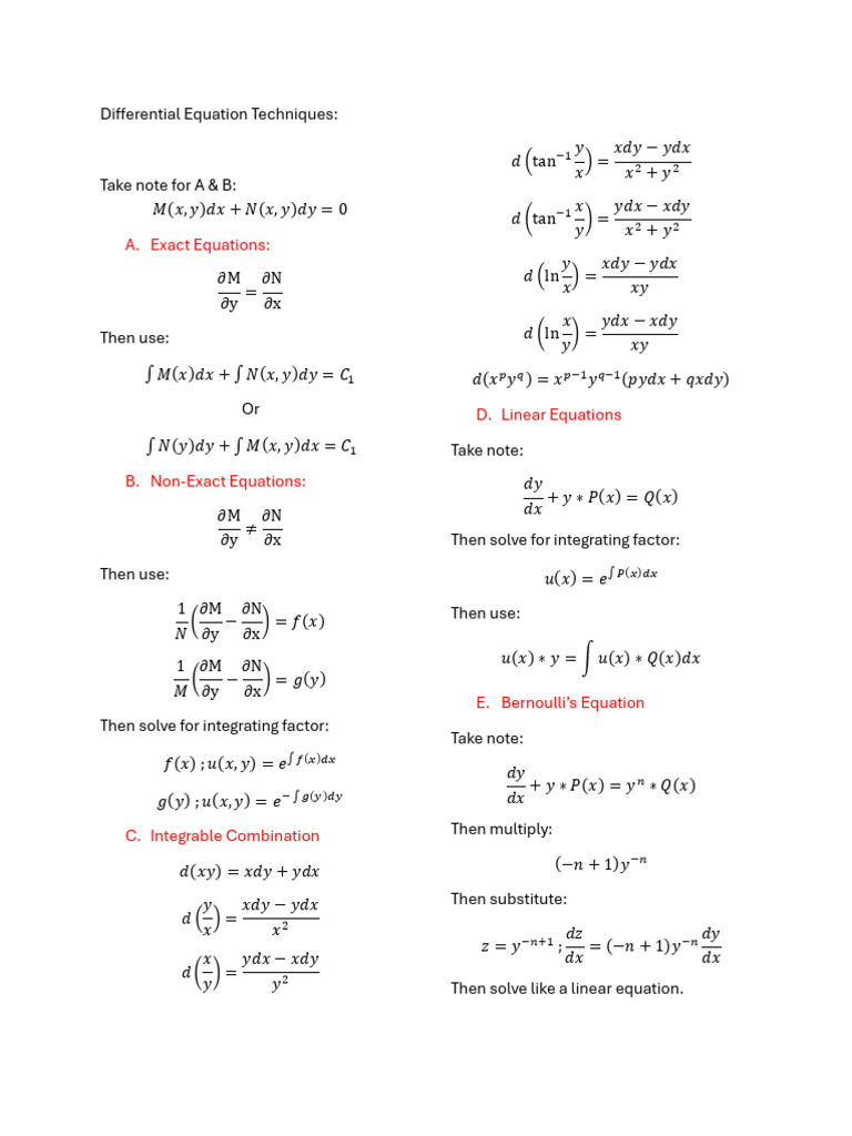 Differential Equation Techniques | PDF | Equations | Applied Mathematics