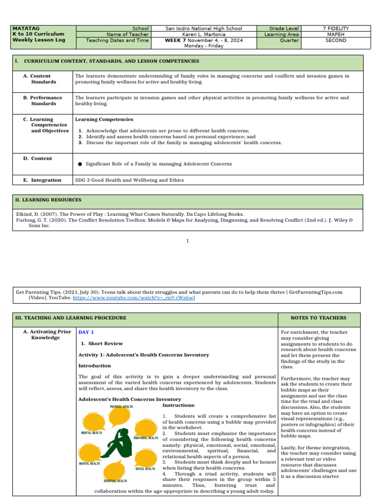 Q2 - LE - PE and Health 7 - Lesson 1 - Week 1 | PDF | Adolescence | Empathy